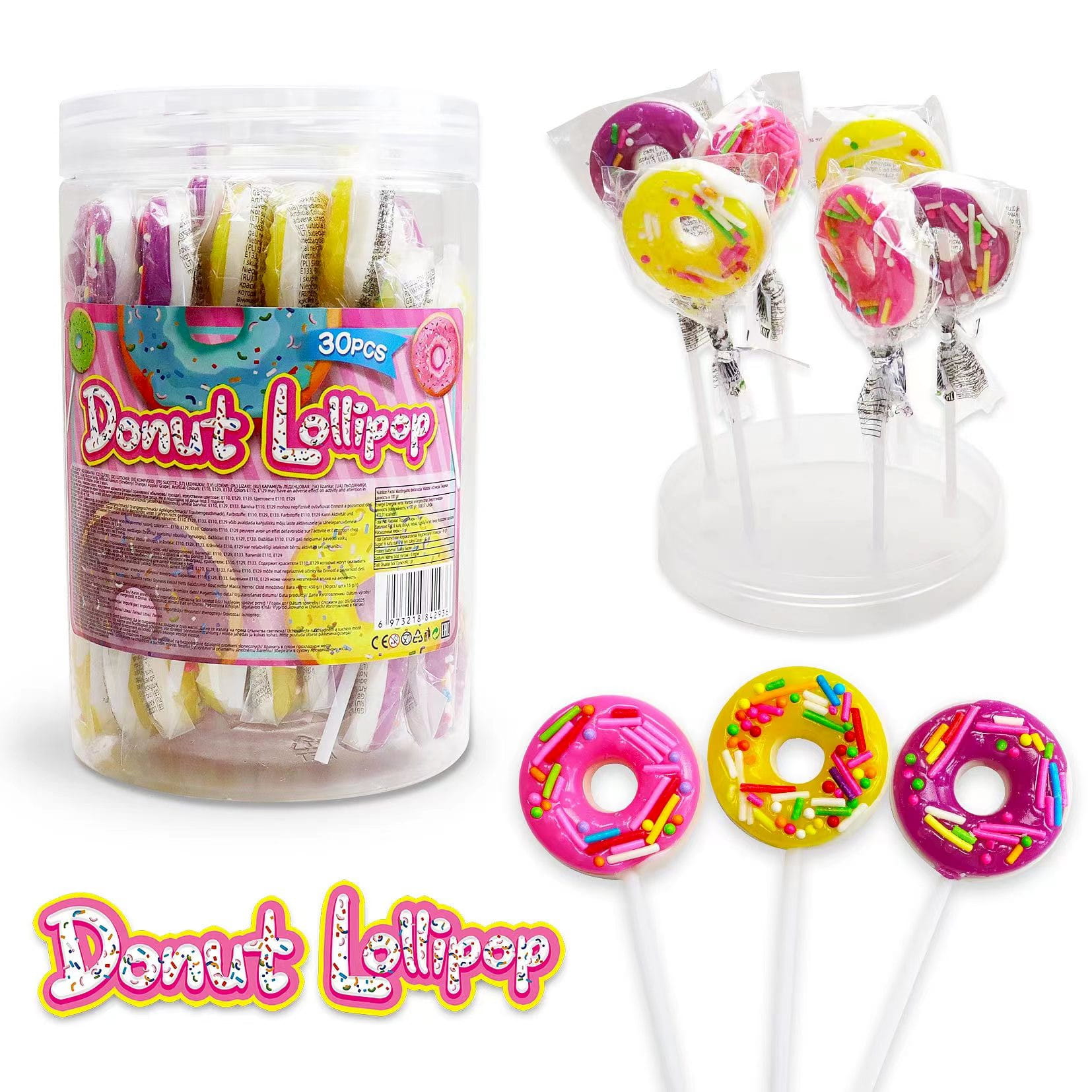 Lizaki Donut Lollipop Owocowe 30szt x 15g elukmar.pl